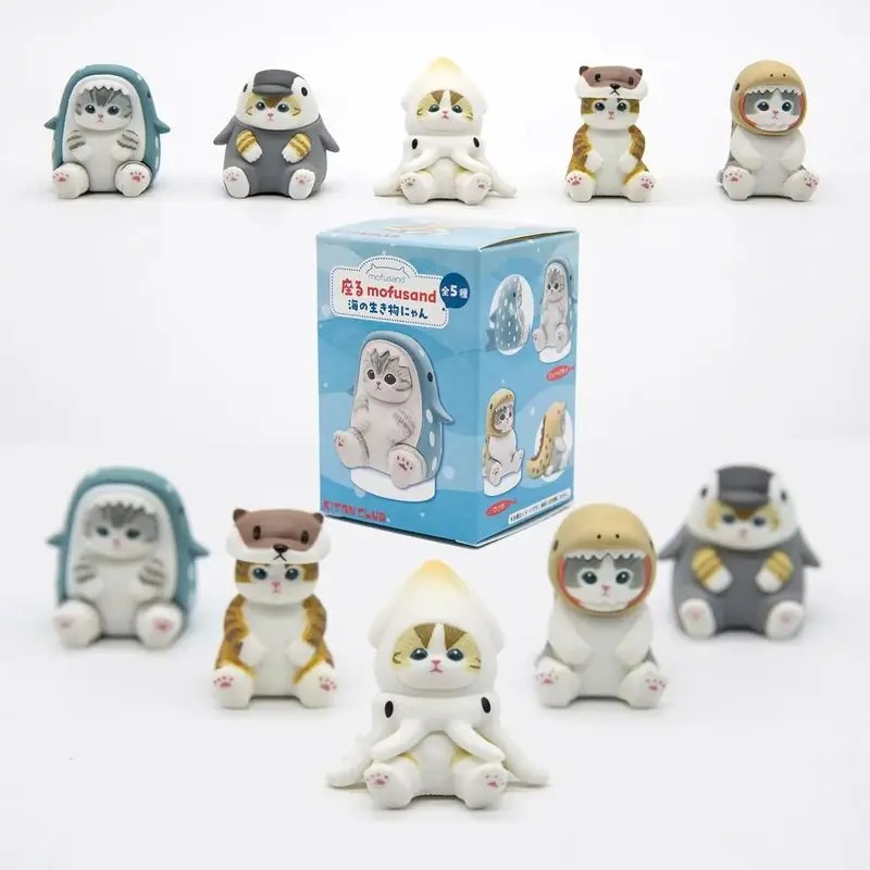 Blind box style Mofusand chats figurines kawaii thème océan • Petites ...
