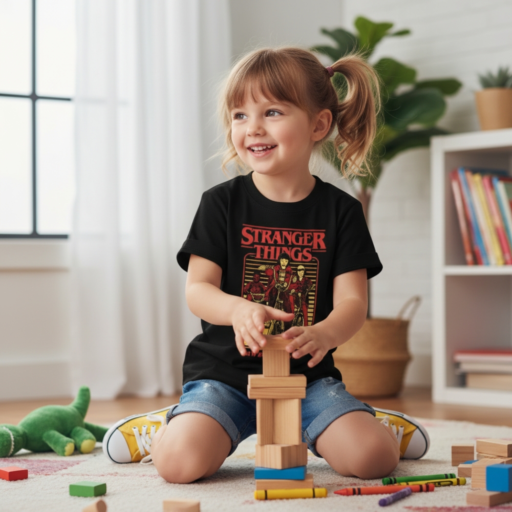 T-shirt fille Stranger Things vélos vintage • Petites Pirates